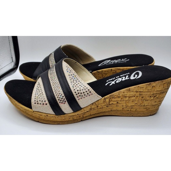 Onex | Shoes | Onex Womens Blanche Wedge Slipon Sandal Black M New With ...
